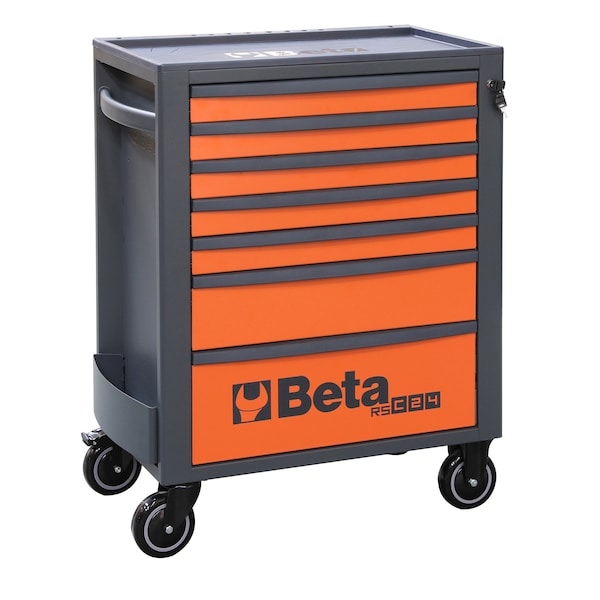 Beta Tool Cabinet, 7 Drawer, Orange, Sheet Metal, 29 in W x 17-1/2 in D ...