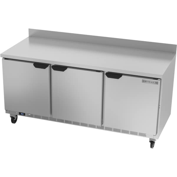 Beverage-Air Refrigerator, Work Top Style, Three Door, 72" W, 17.88 cu ...