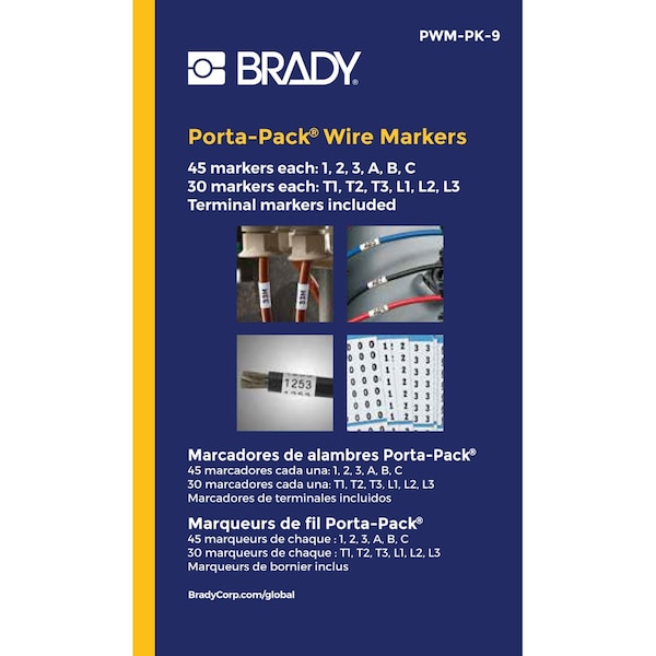 Brady Porta-Pack Wire Marker Book Legend: 1, 2, 3, A, B, C, T1, T2, T3 ...