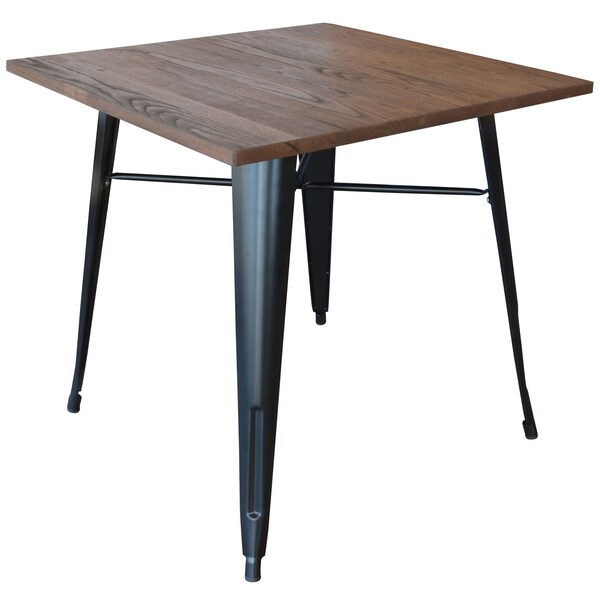 Amerihome Loft Black Metal Dining Table with Wood Top TABLEBWT | Zoro