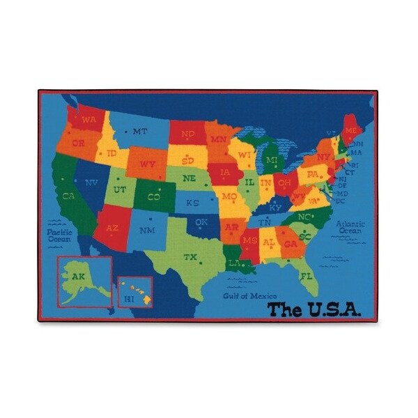 Carpets For Kids USA Map Rug, 8ft x12ft , Rectangle, Primary AST ...