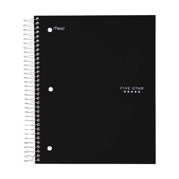 Mead 5-Star Notebook, 5-Sub, 9-1/2inx10-1/2in, Black MEA72045 | Zoro