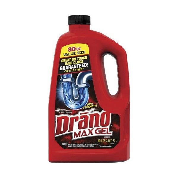Sc Johnson Drano 694772, Max Gel Clog Remover, Bleach Scent, 80 Oz ...