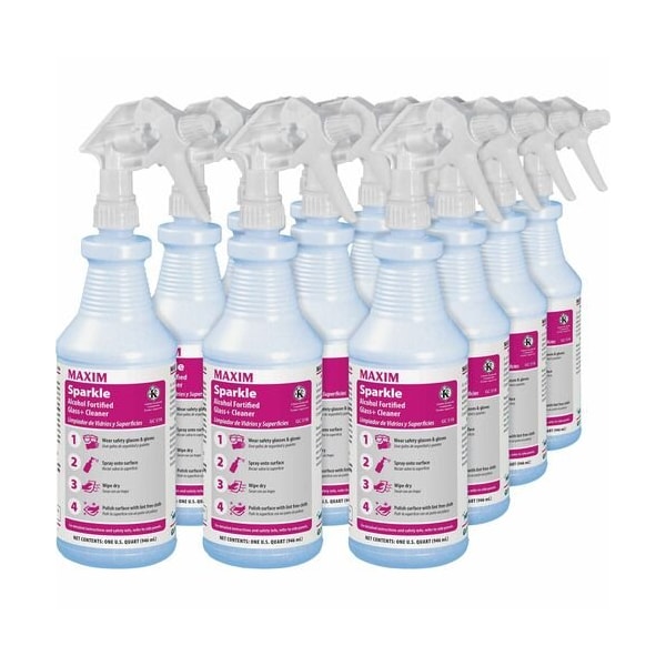 Midlab Cleaner, f/Glass/Hard Surfaces, RTU, 1 Quart, Light Blue, 12PK ...