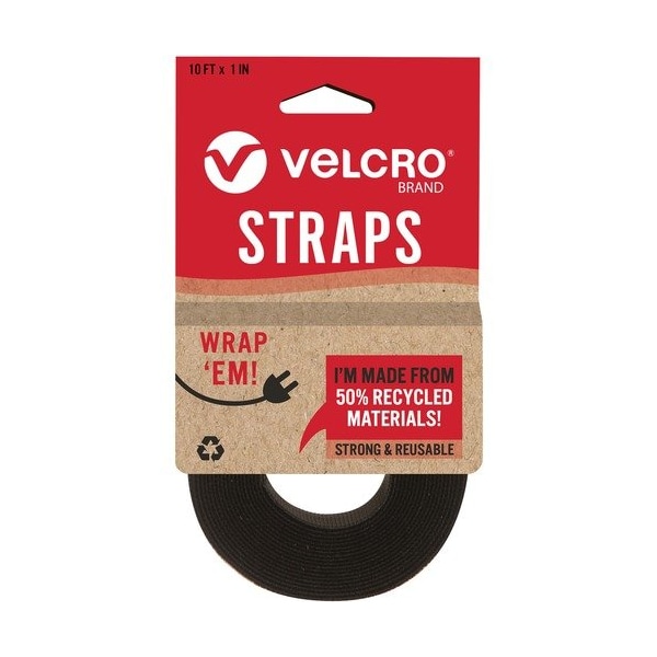 Velcro Brand Strap, Adjustable, Reusable, Recycled, 1inx10ft VEK30188 ...