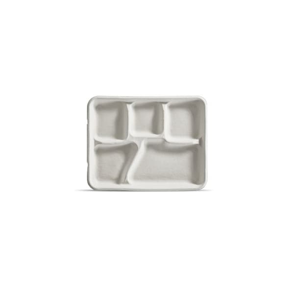 Huhtamaki Chinet Chinet SLT5 5 Compartment tray Natural 8.25 in.X10.375 ...