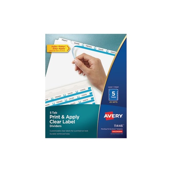 Avery Dennison Avery, PRINT AND APPLY INDEX MAKER CLEAR LABEL DIVIDERS ...