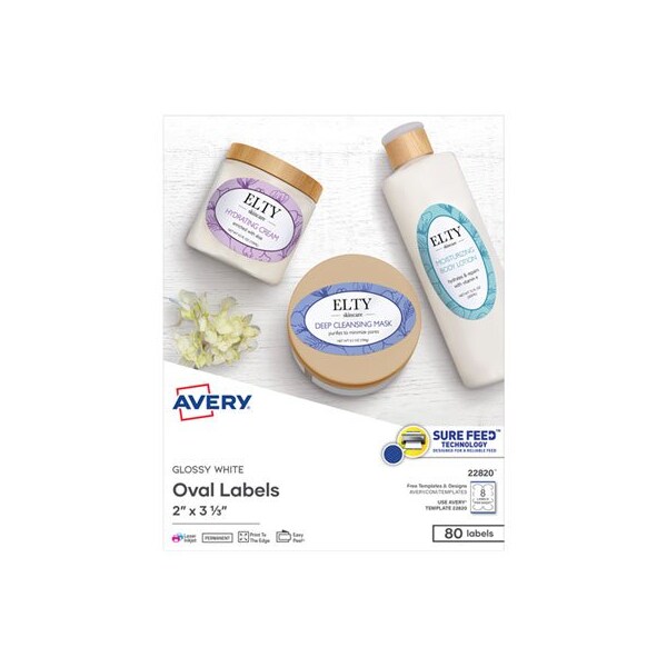 Avery Dennison Avery, OVAL LABELS W/ SURE FEED AND EASY PEEL, 2 X 3.33 ...