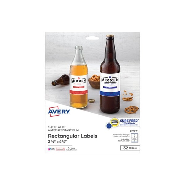 Avery Dennison Avery, REMOVABLE PRINT-TO-THE-EDGE WHITE LABELS W/ SURE ...