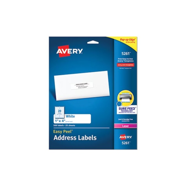 Avery Dennison LABEL, ADD, W/P, 1X4,500/PK 5261 | Zoro