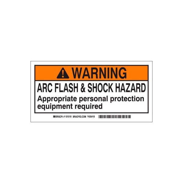 Brady Brady Arc Flash Labels, Warning Arc Flash & Shock Hazzard, 2in X ...