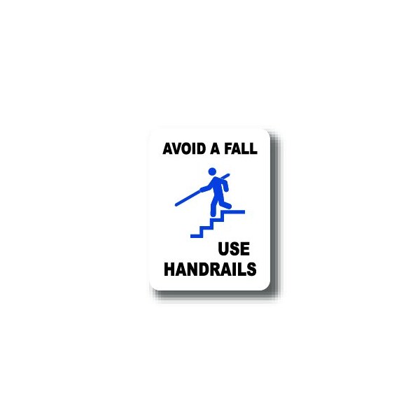 Ergomat 12in x 9in RECTANGLE SIGNS - Avoid A Fall Use Handrails DSV ...