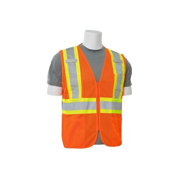 Erb Safety ERB S383P Class 2 Mesh Vest, Hi-Vis Orange, Contrasting Trim ...