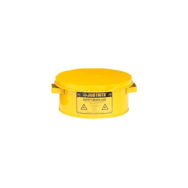 Justrite Bench Can, 1-Gallon, w/ Basket, Yellow, 10380 | Zoro