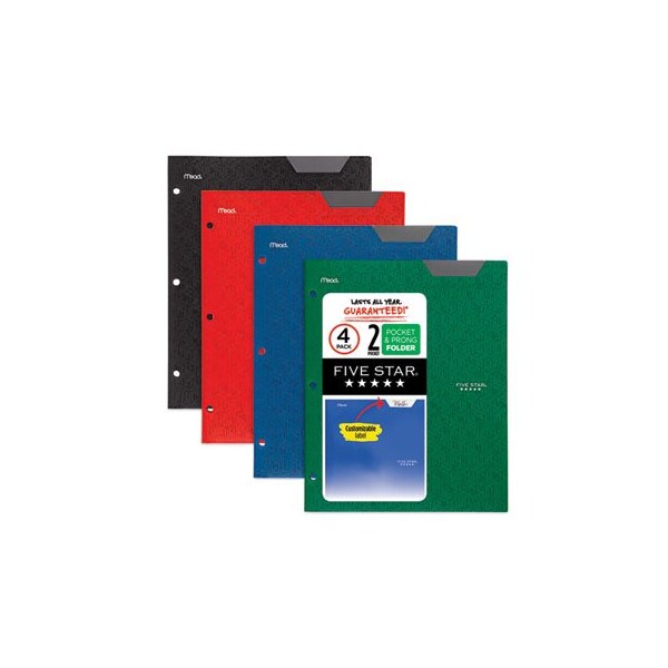 Mead Products Two-Pocket Stay-Put Plastic Folder, 11 x 8.5, Assorted ...