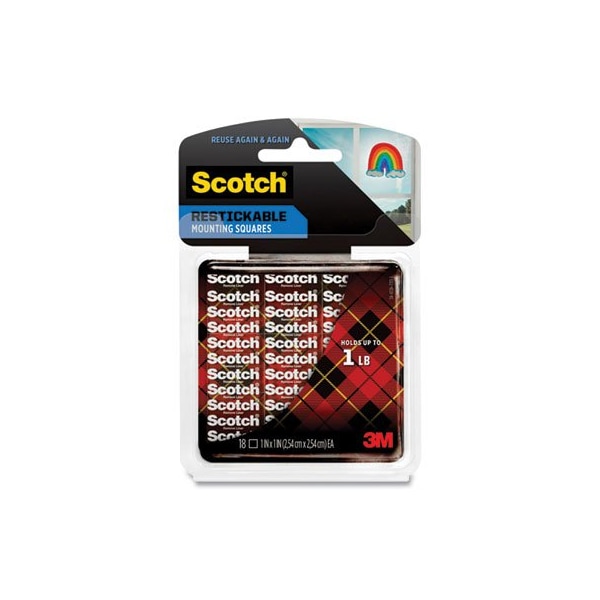 3M Scotch, Restickable Mounting Tabs, 1in X 1in, 18PK R100 | Zoro