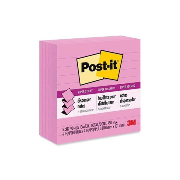 3M Commercial Post-it, POP-UP NOTES REFILL, LINED, 4 X 4, NEON PINK ...