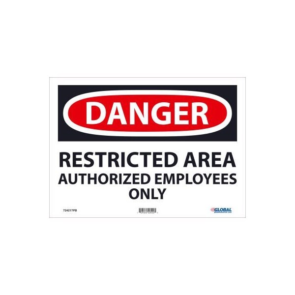 National Marker Co Global Industrial Danger Restricted Area 10x14 ...