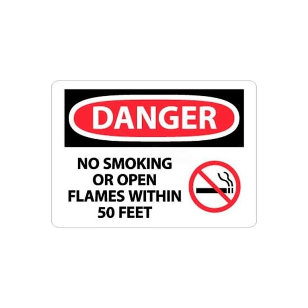 National Marker Co NMC OSHA Sign, Danger No Smoking Or Open Flames ...