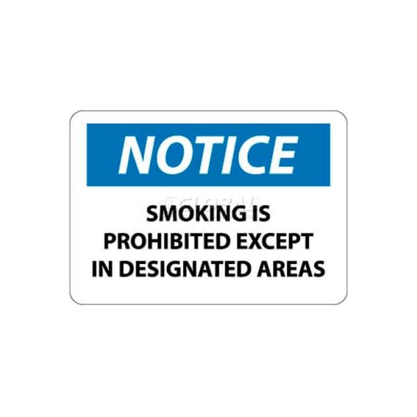 National Marker Co NMC OSHA Sign, Notice Smoking Is Prohibited Except ...