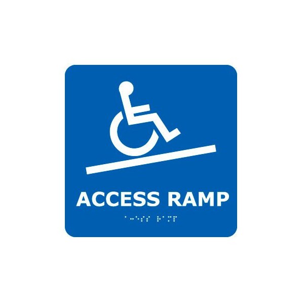 National Marker Co Graphic Braille Sign - Access Ramp - Blue ADA12WBL ...