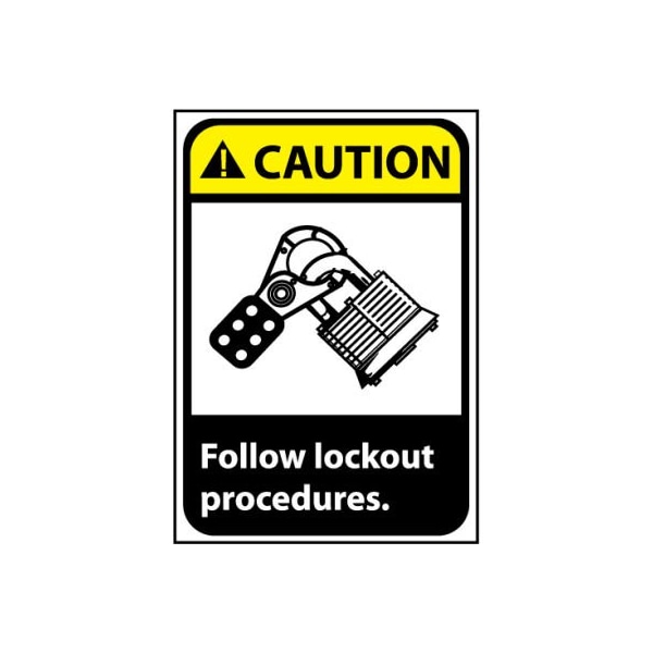National Marker Co Caution Sign 14x10 Rigid Plastic - Follow Lock Out ...