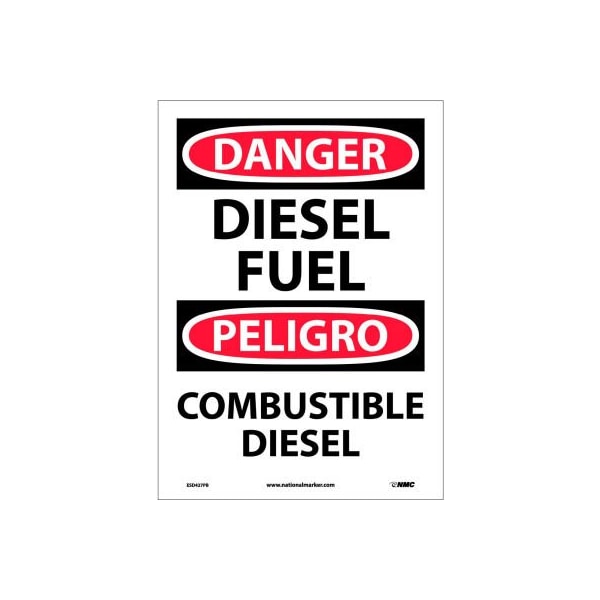 National Marker Co Bilingual Vinyl Sign - Danger Diesel Fuel ESD427PB ...