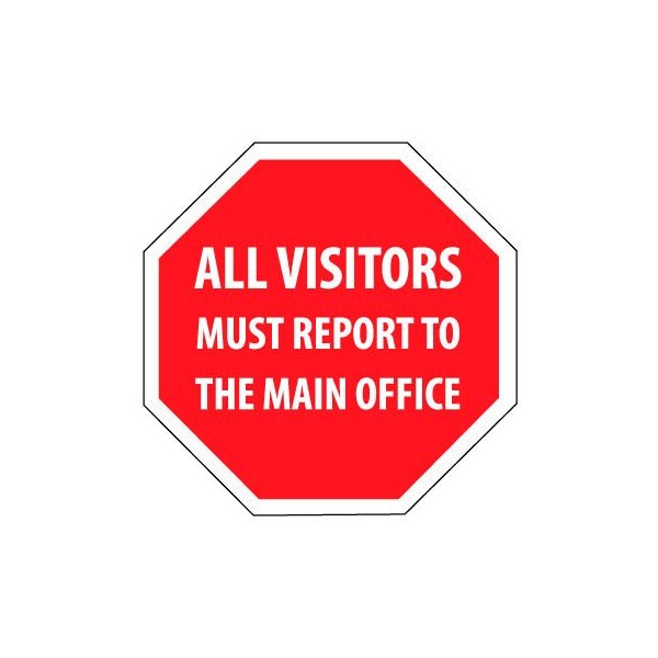 National Marker Co Security Stop Sign - All Visitors Must Report To The ...