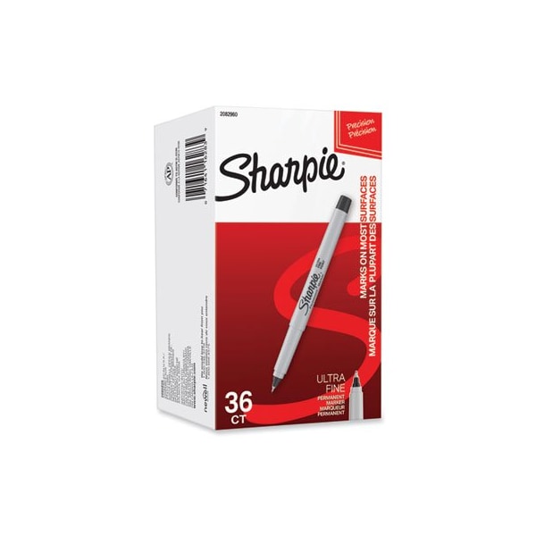 Sanford Sharpie, EXTRA FINE TIP PERMANENT MARKER, BLACK, 36PK 2082960 ...