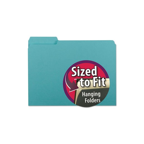 Smead Smead, INTERIOR FILE FOLDERS, 1/3-CUT TABS, LETTER SIZE, AQUA ...