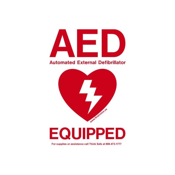Think Safe First Voice AED Window Door Sticker inAED Equippedin ...
