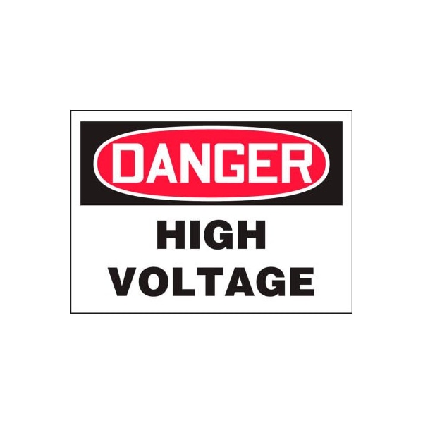 Accuform Danger High Voltage Label, 5"W x 3-1/2"H, Dura-Vinyl, 1/Each ...