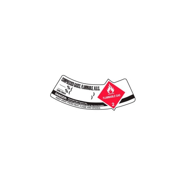 Accuform Gas Cylinder Label, Compressed Gases, Flammable, N.O.S., Vinyl ...