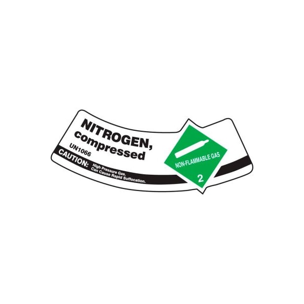 Accuform Accuform Gas Cylinder Shoulder Label, Nitrogen Compressed ...