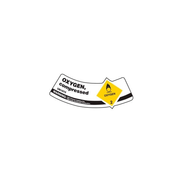 Accuform Accuform Gas Cylinder Shoulder Label, Oxygen Compressed, Dura ...