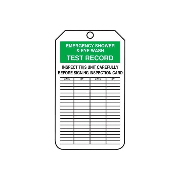 Accuform Accuform Emergency Shower & Eyewash Test Record Tag, PF ...