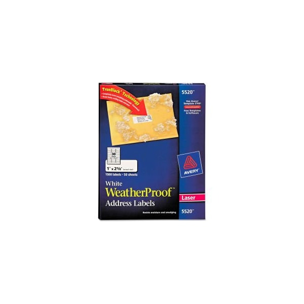 Avery Dennison LABEL, WETHRPRF, WH, 1500PK 5520 | Zoro