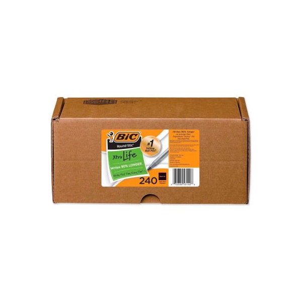 Bic BIC Round Stic Xtra Life Stick Ballpoint Pen VP, 1mm, Black Ink and ...