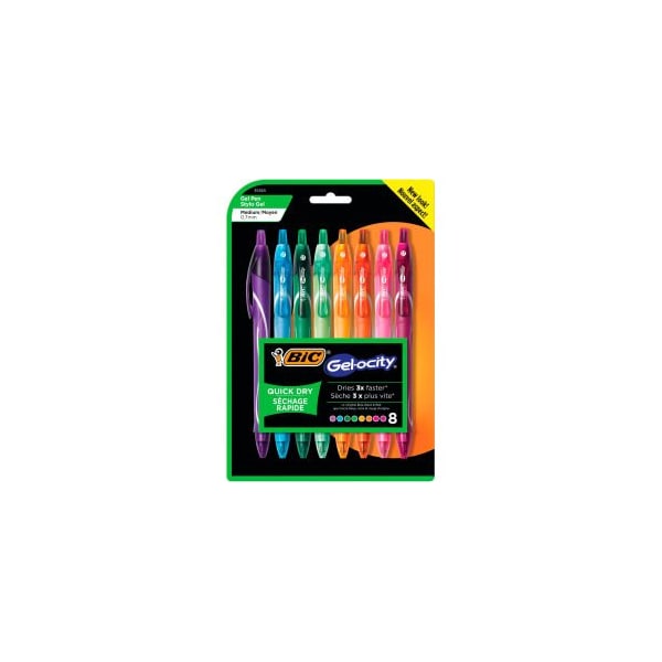 Bic Gel-ocity Quick Dry Retractable Gel Pen, 0.7mm, Assorted Ink/Barrel ...