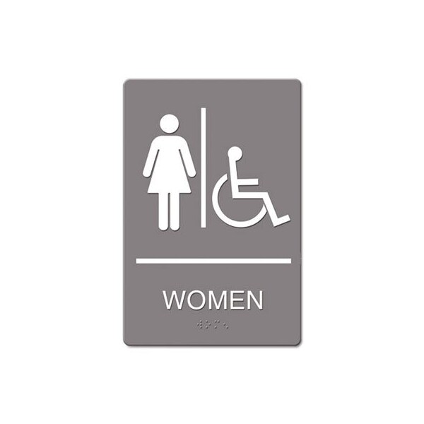 U. S. Stamp & Sign women's restroom/wheelchair accessible, Plastic, 9 ...