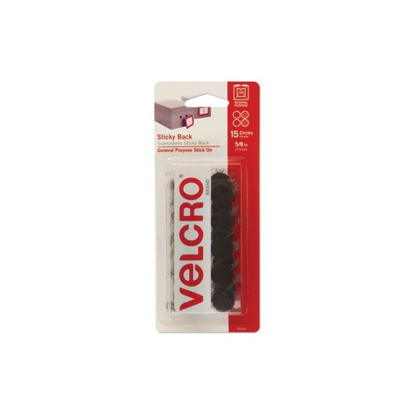 Velcro Brand Velcro, STICKY-BACK FASTENERS, REMOVABLE ADHESIVE, 0.63in ...
