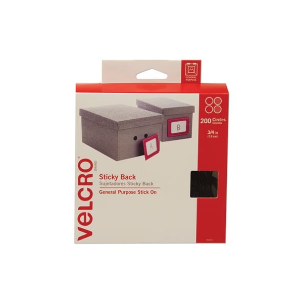 Velcro Brand Velcro, STICKY-BACK FASTENERS, REMOVABLE ADHESIVE, 0.75in ...