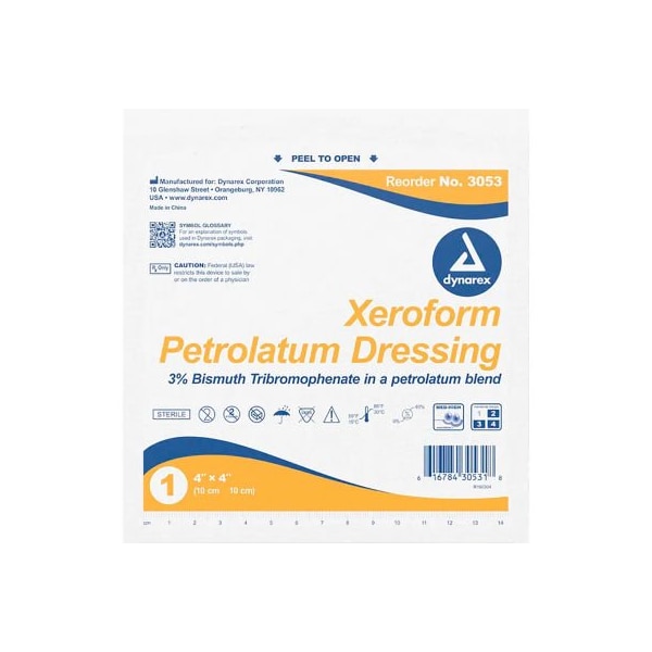 Dynarex Dynarex Xeroform Gauze Dressing, 4inL x 4inW, 100 Pcs 3053 | Zoro