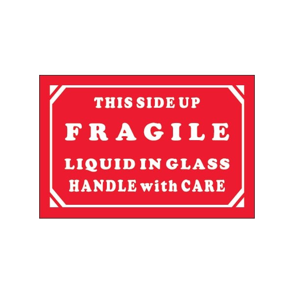 Bsc Preferred 2 x 3'' - ''Fragile - Liquid In Glass - Handle With Care ...
