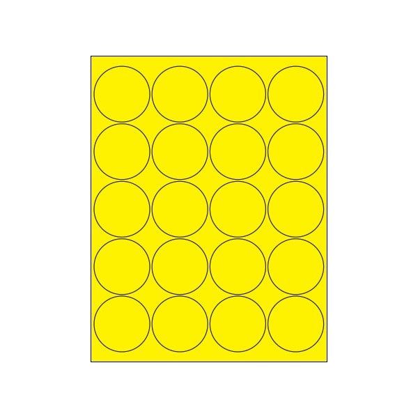 Bsc Preferred 2'' Fluorescent Yellow Circle Laser Labels, 2000PK ...