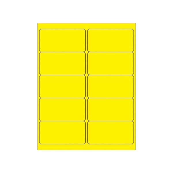Bsc Preferred 4 x 2'' Fluorescent Yellow Rectangle Laser Labels, 1000PK ...