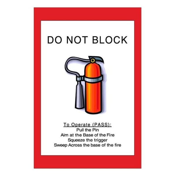 Pristine Products Fire Extinguisher Do Not Block Floor Sign. x 3 ...
