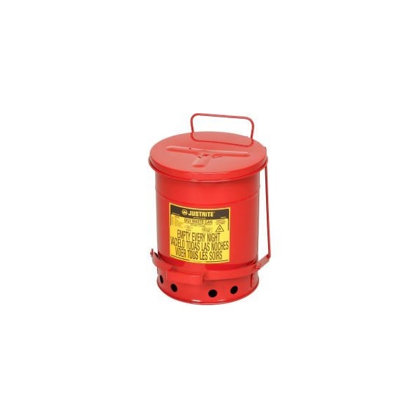 Justrite Justrite 6 Gallon Oily Waste Can, Red - 09100 9100 | Zoro