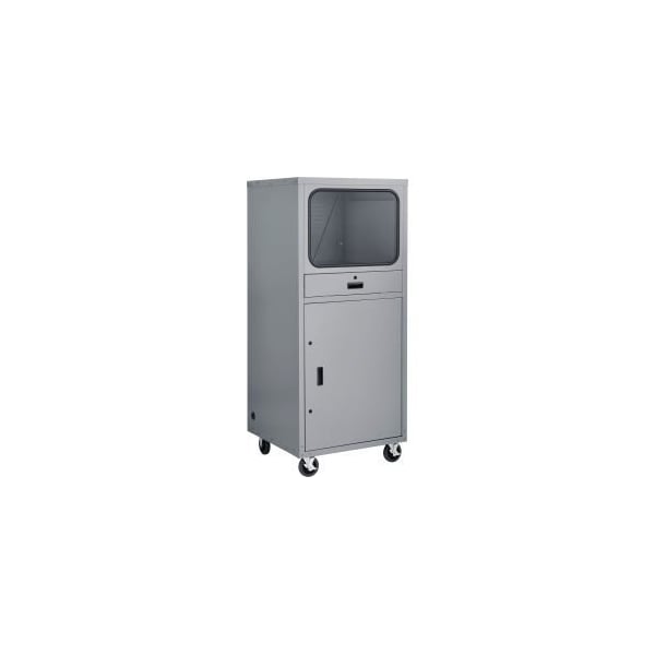 Global Equipment Deluxe Mobile Security Computer Cabinet, Dark Gray ...