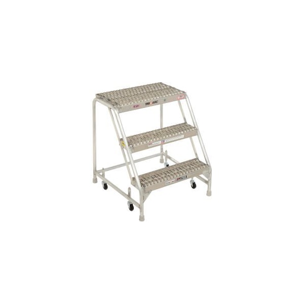 Tri Arc Manufacturing 3 Step Aluminum Rolling Ladder, 24"W Grip Step, W ...
